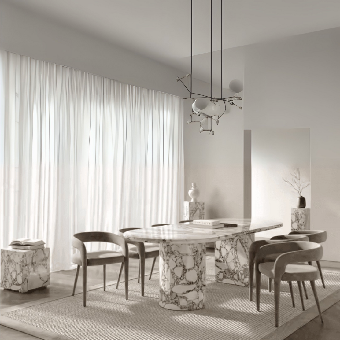 Calacatta Oro Marble Dining Table - Luxury Oval Design– Mayze Atelier